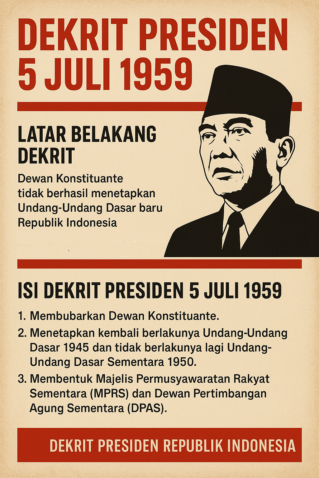 Dekrit Presiden 5 Juli 1959: Titik Balik Kembali ke UUD 1945 - Klopak ...