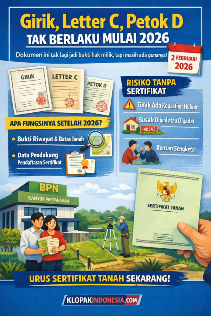 Mulai 2026 Girik, Letter C, Petok D Bukan Bukti Hak Tanah, Ini ...